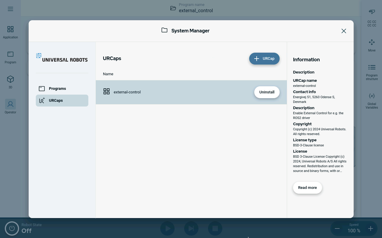 Robot setup — Universal Robots ROS 2 Driver Documentation 0.1 documentation